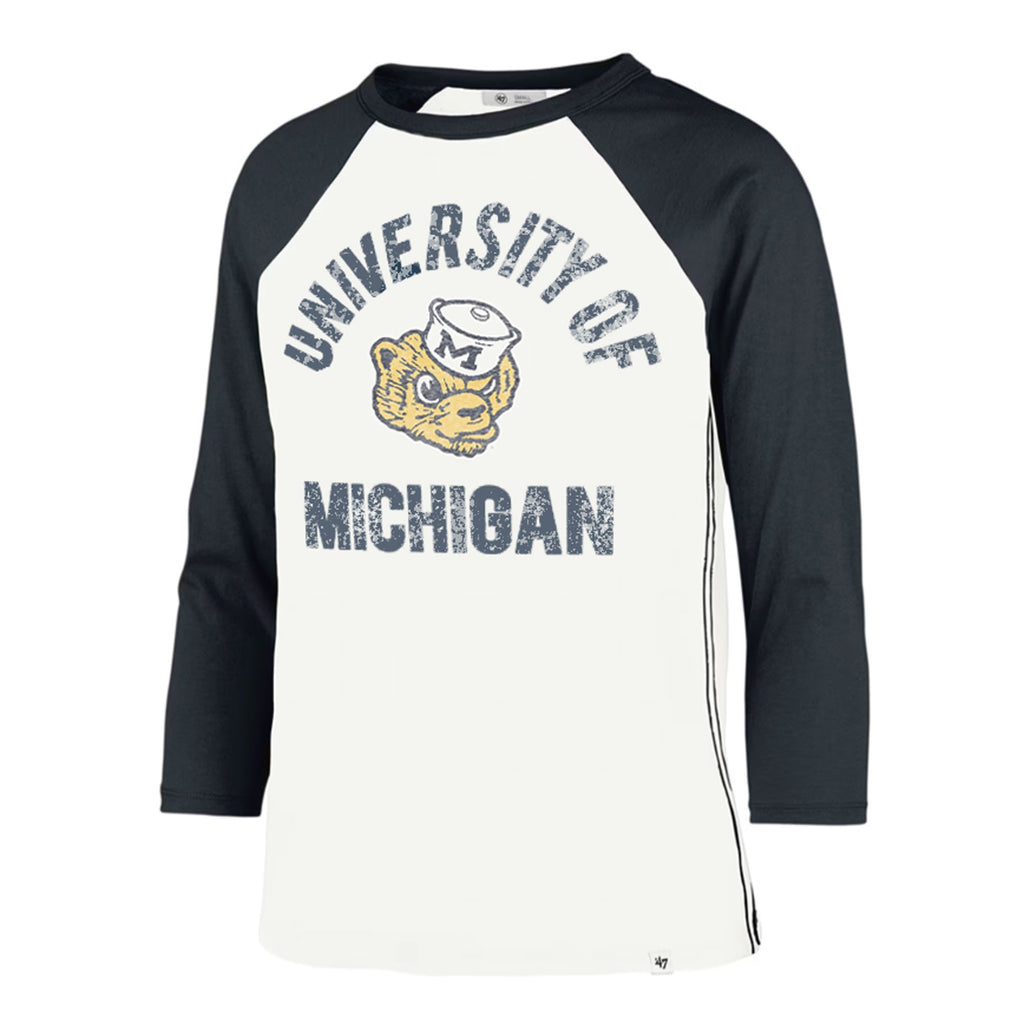47 Brand Michigan Wolverines Retro Daze Womens Ava Raglan - Vintage Oa – Underground Printing