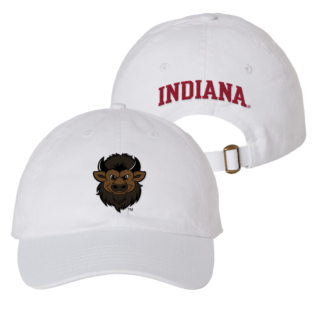 Indiana Front and Back Bison Dad Hat - White – Underground Printing