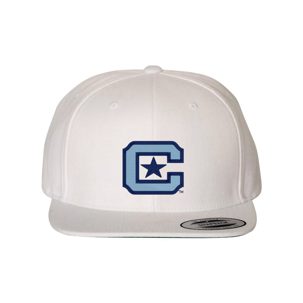 The Citadel Logo EMB Flat Bill Hat - White – Underground Printing