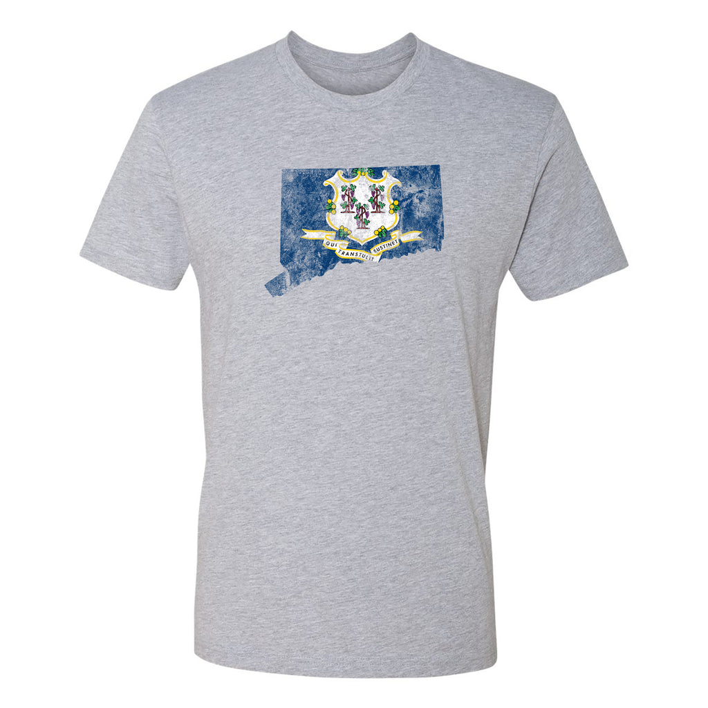 Connecticut Distressed State Flag Outline NLA T-Shirt - Heather Grey ...