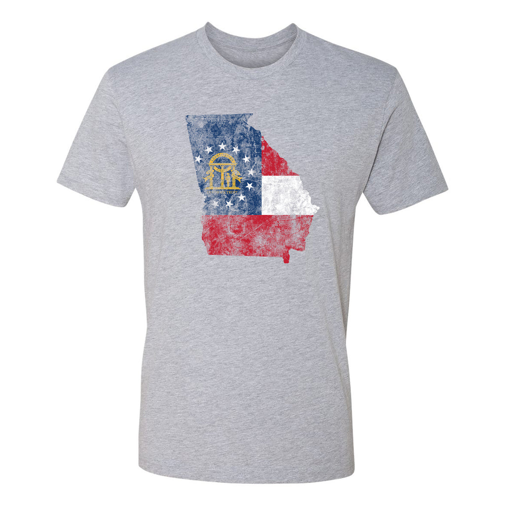 Georgia Distressed State Flag Outline NLA T-Shirt - Heather Grey ...