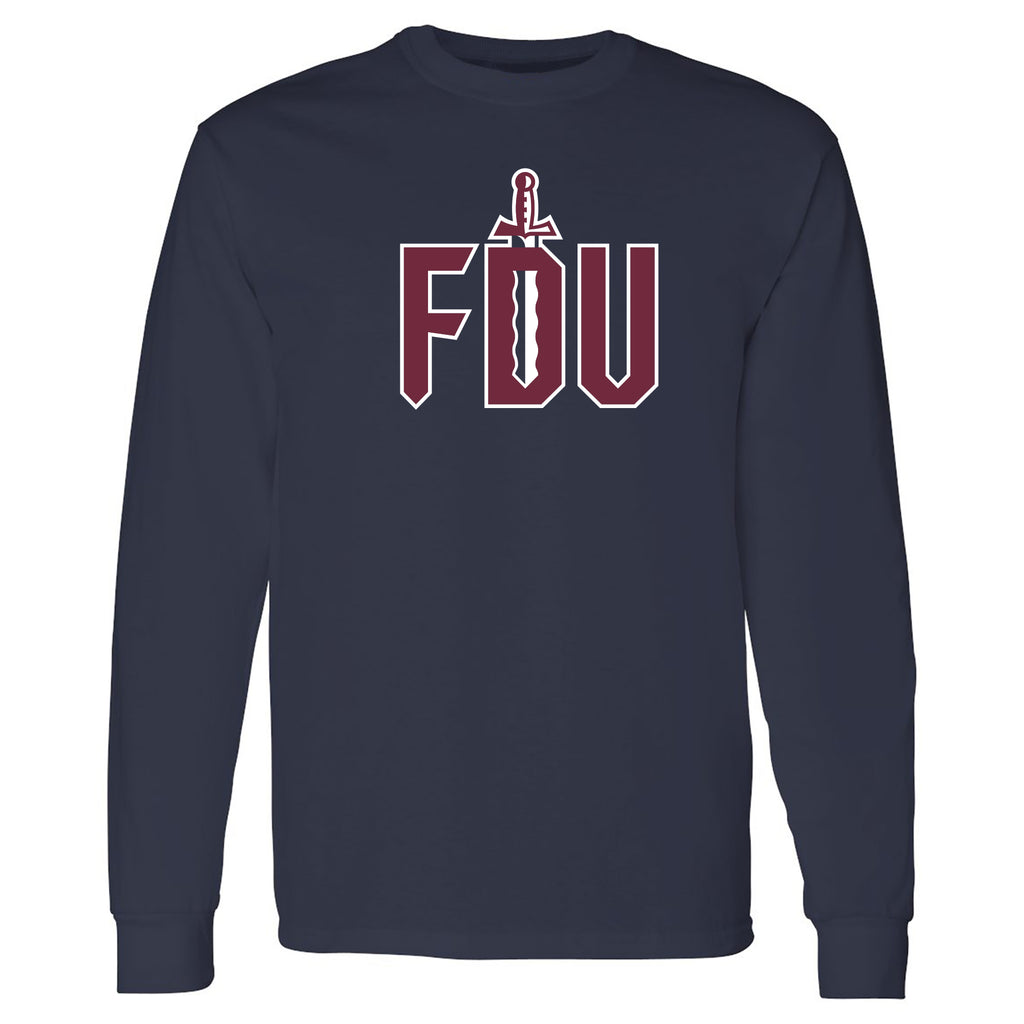 FDU Knights Primary Logo Long Sleeve - Navy – Underground Printing