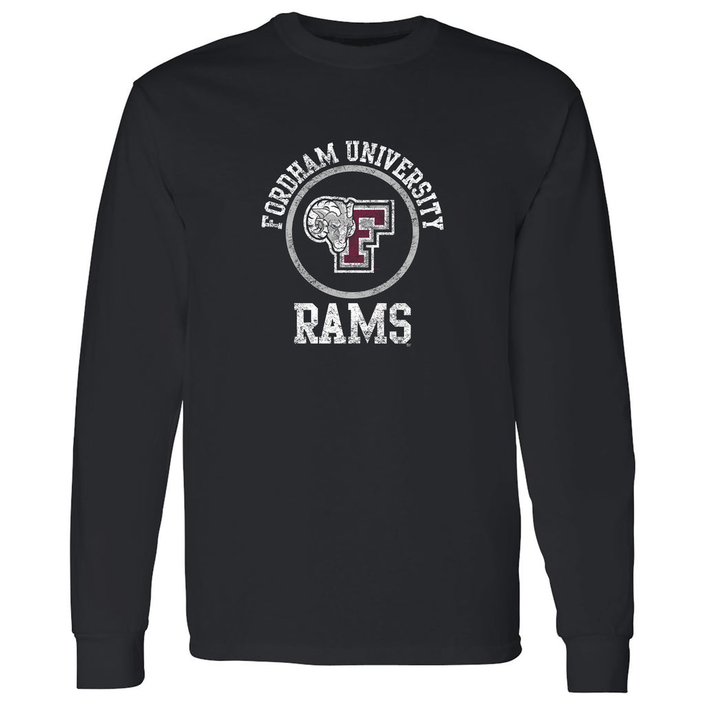 Fordham University Rams Distressed Circle Logo Long Sleeve T-Shirt - B ...