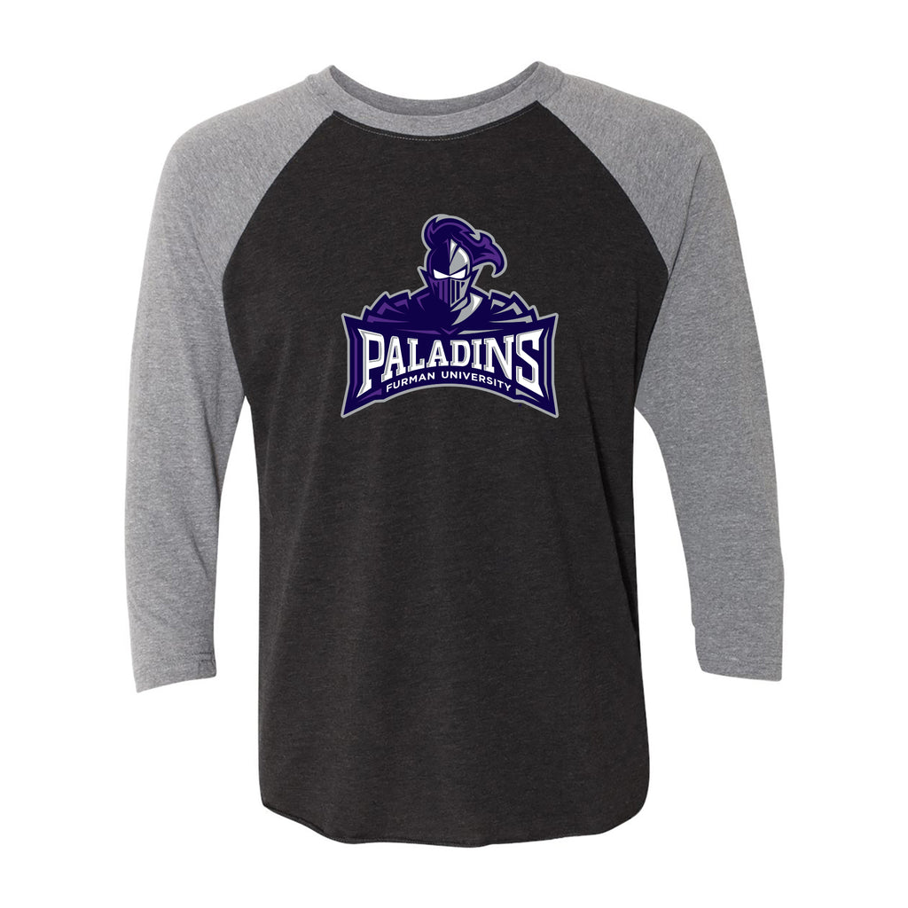 Furman Mascot Spirit Mark 3/4 Sleeve Raglan - Vtg Black / Prem Heather ...