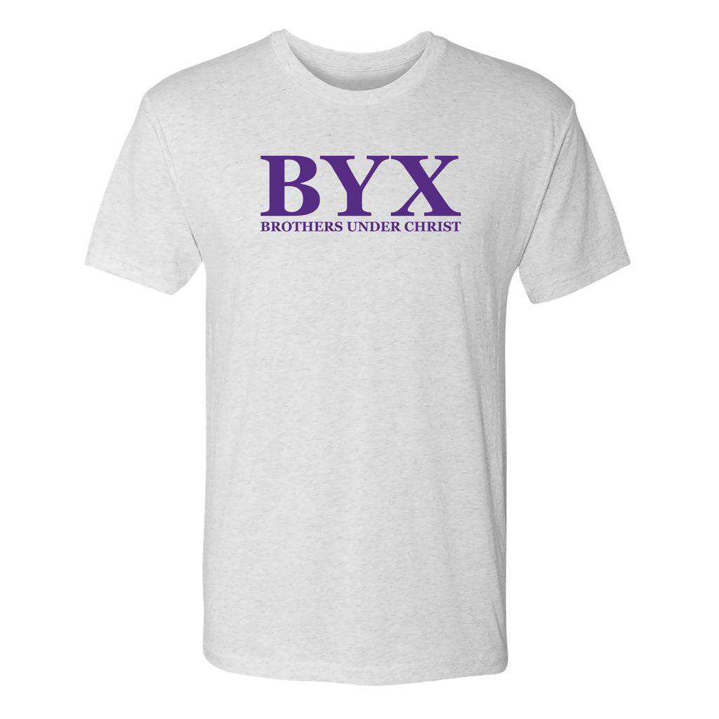 Beta Upsilon Chi Greek Letter Block NLA Triblend T-Shirt - Heather Whi ...