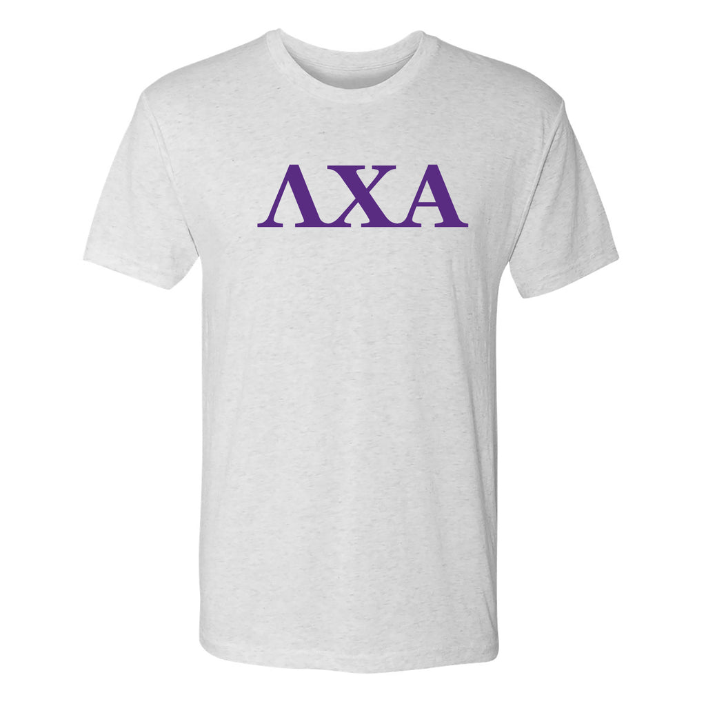 Lambda Chi Alpha Greek Letter Block Triblend T-Shirt - Heather White ...