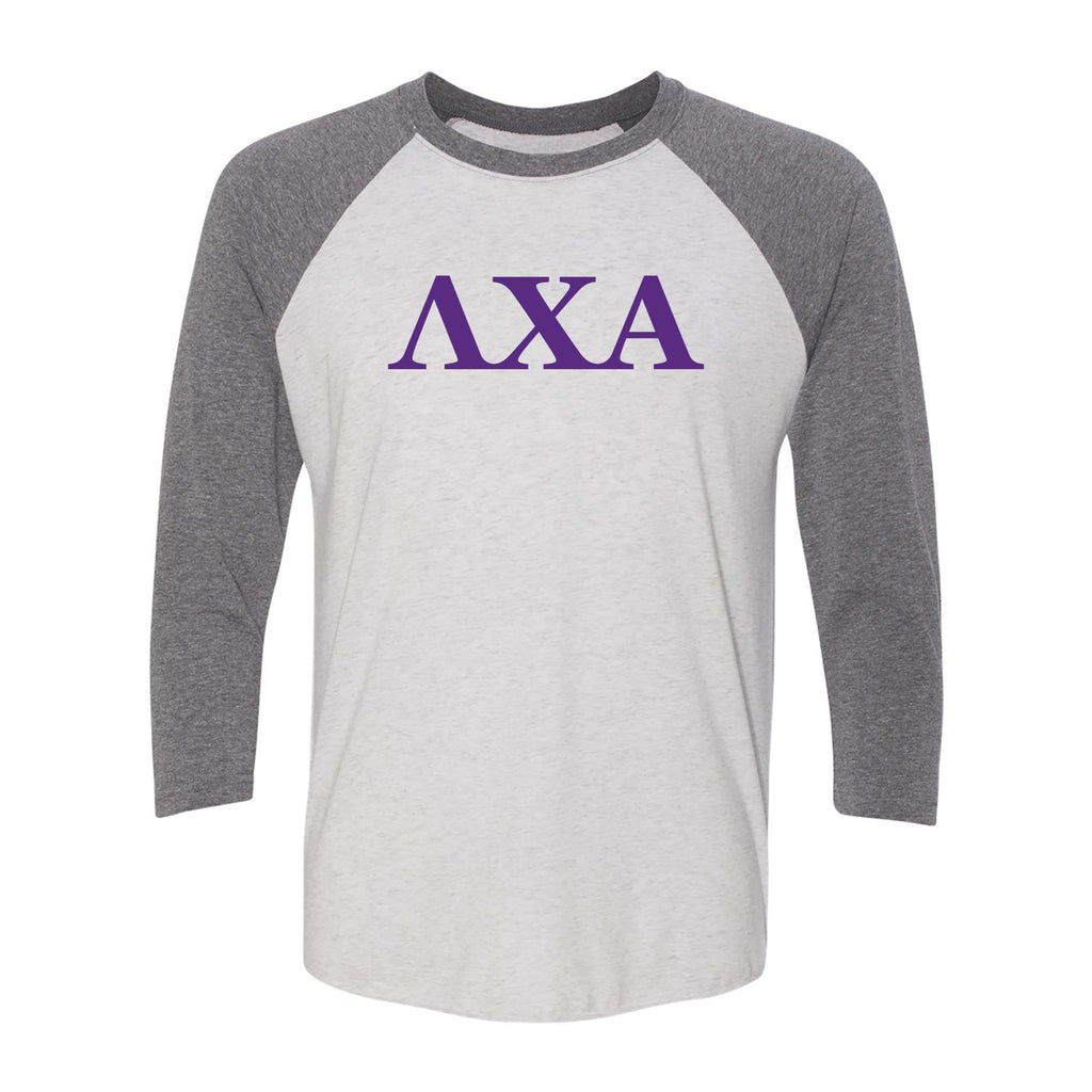 Lambda Chi Alpha Greek Letter Block Raglan - White/Prem Htr ...