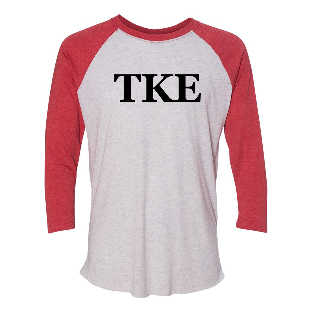 Tau Kappa Epsilon Greek Letter Block Raglan - White/Red – Underground ...