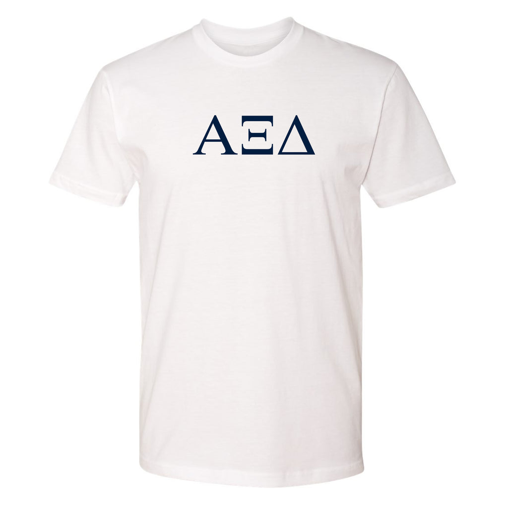 Alpha Xi Delta Greek Letter Block Premium Cotton T-Shirt - White ...