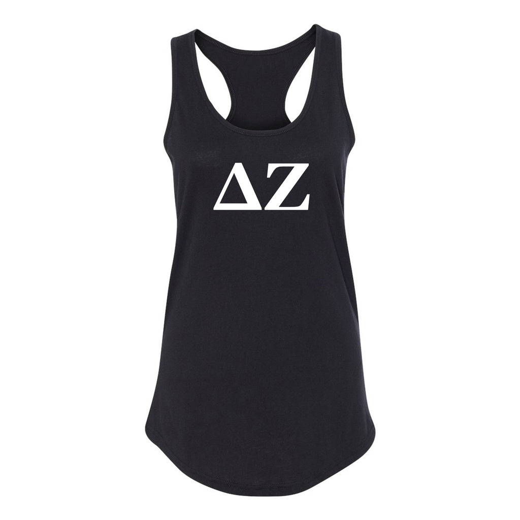 Delta Zeta Greek Letter Block Racerback Tank - Black – Underground Printing