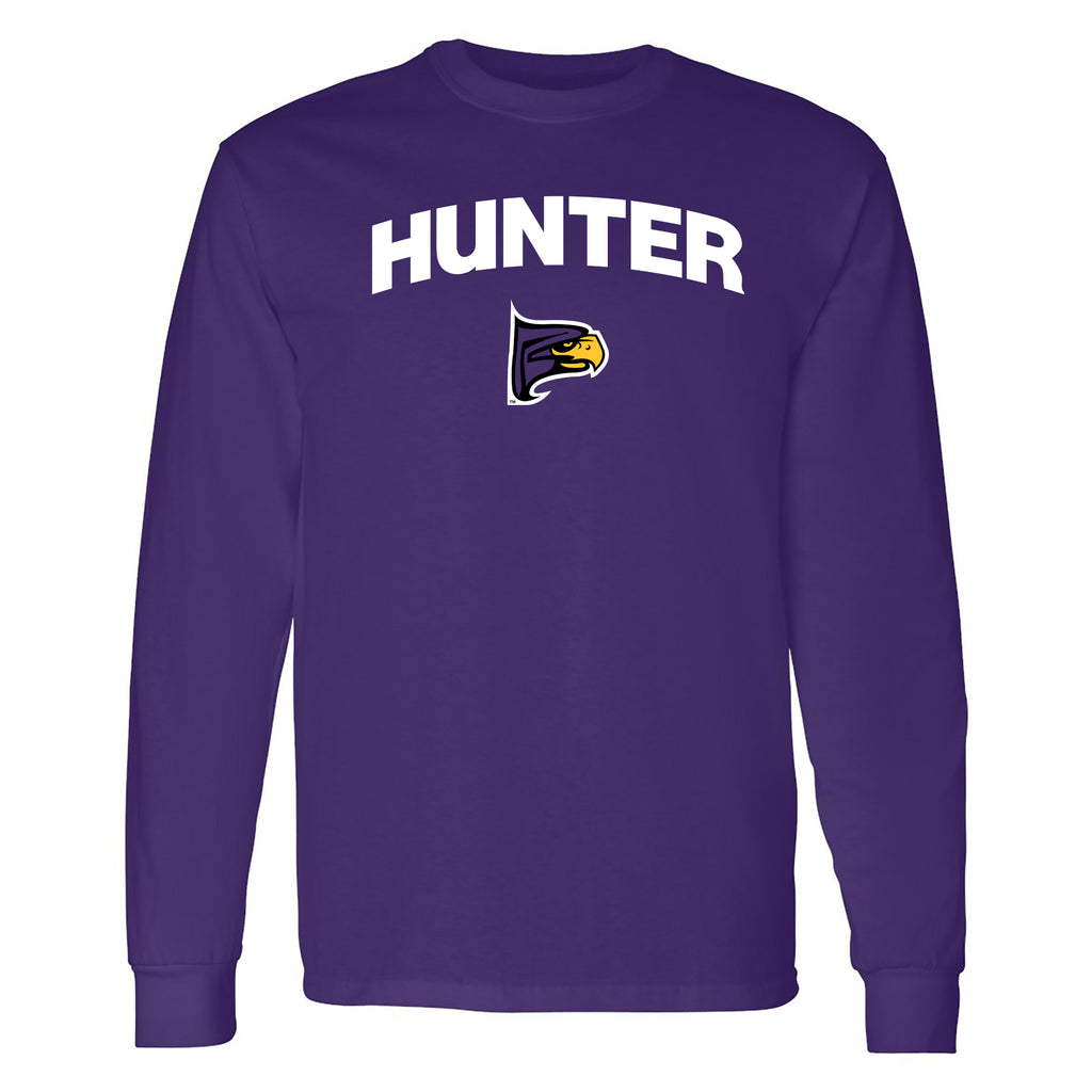 Hunter College Hawks Arch Logo Long Sleeve T Shirt - Purple ...