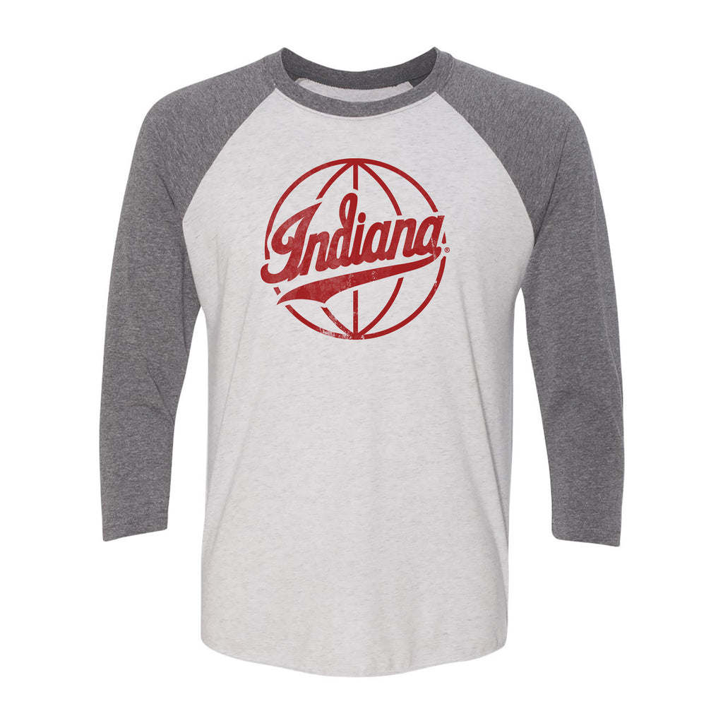 Indiana Script Basketball 3/4 Sleeve Raglan - Htr White/Premium Htr Sl ...
