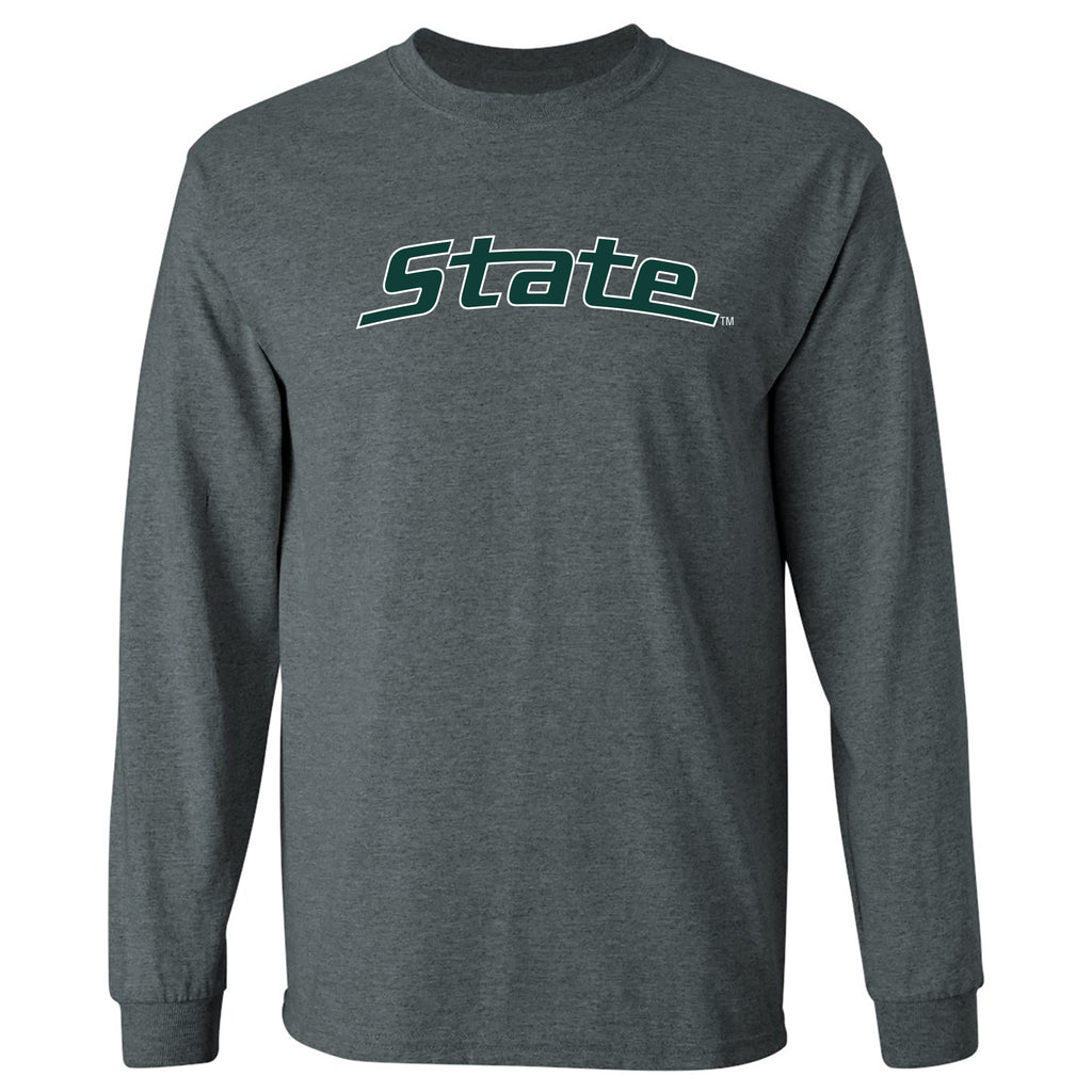 MSU State Wordmark Outline Long Sleeve - Dark Heather – Underground ...