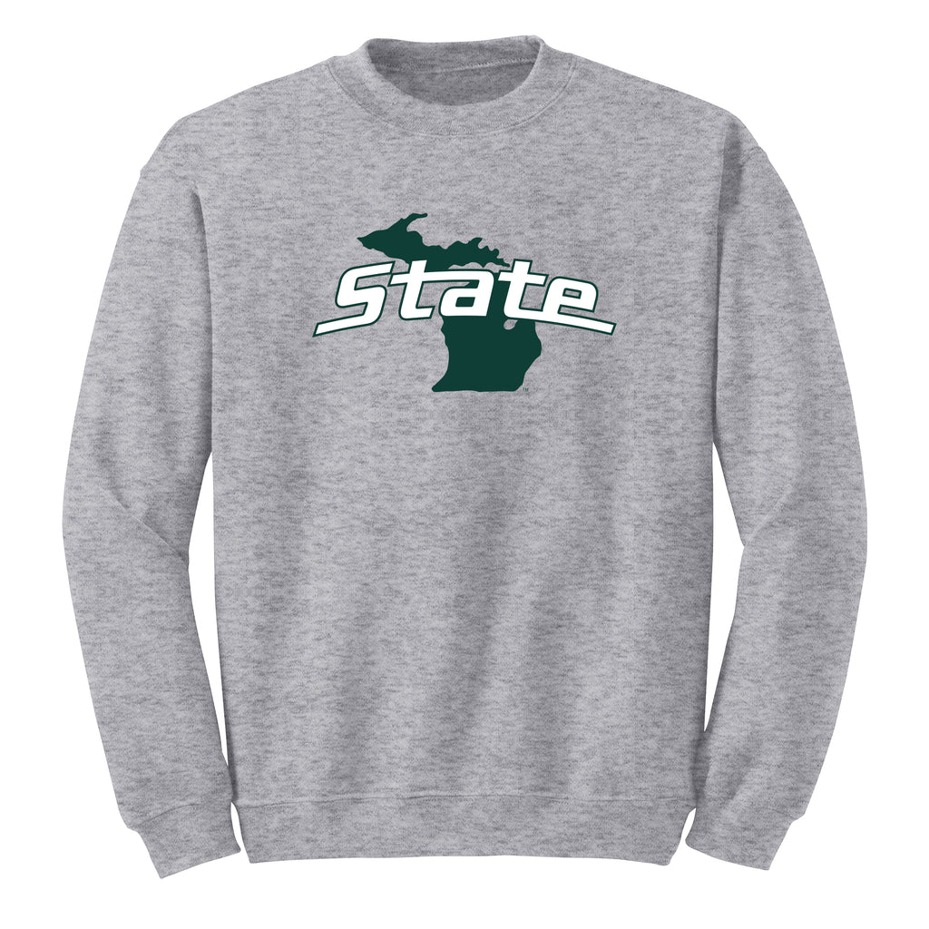 MSU State Outline Logo Crewneck - Sport Grey – Underground Printing