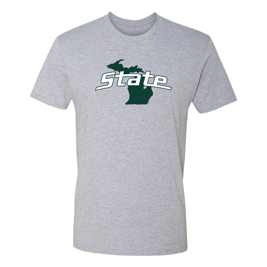 MSU State Outline Logo NLA T-Shirt - Heather Grey – Underground Printing
