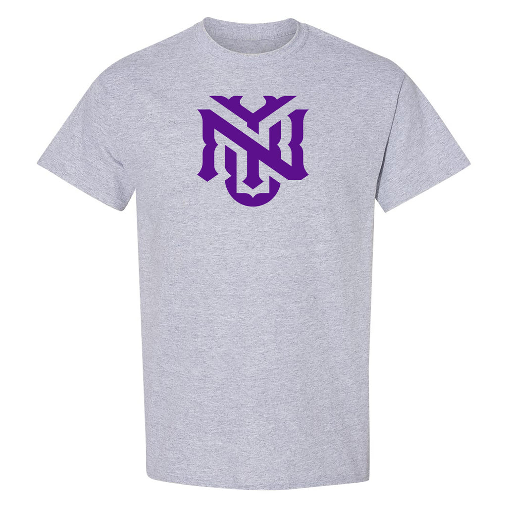 New York University Violets Primary Logo T-Shirt - Sport Grey ...