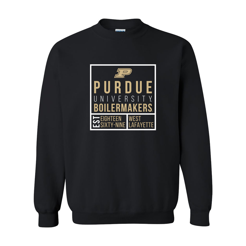 Purdue Box Label Crewneck - Black – Underground Printing