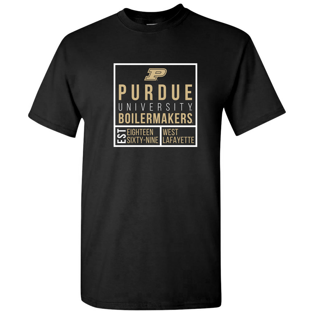 Purdue Box Label T Shirt - Black – Underground Printing