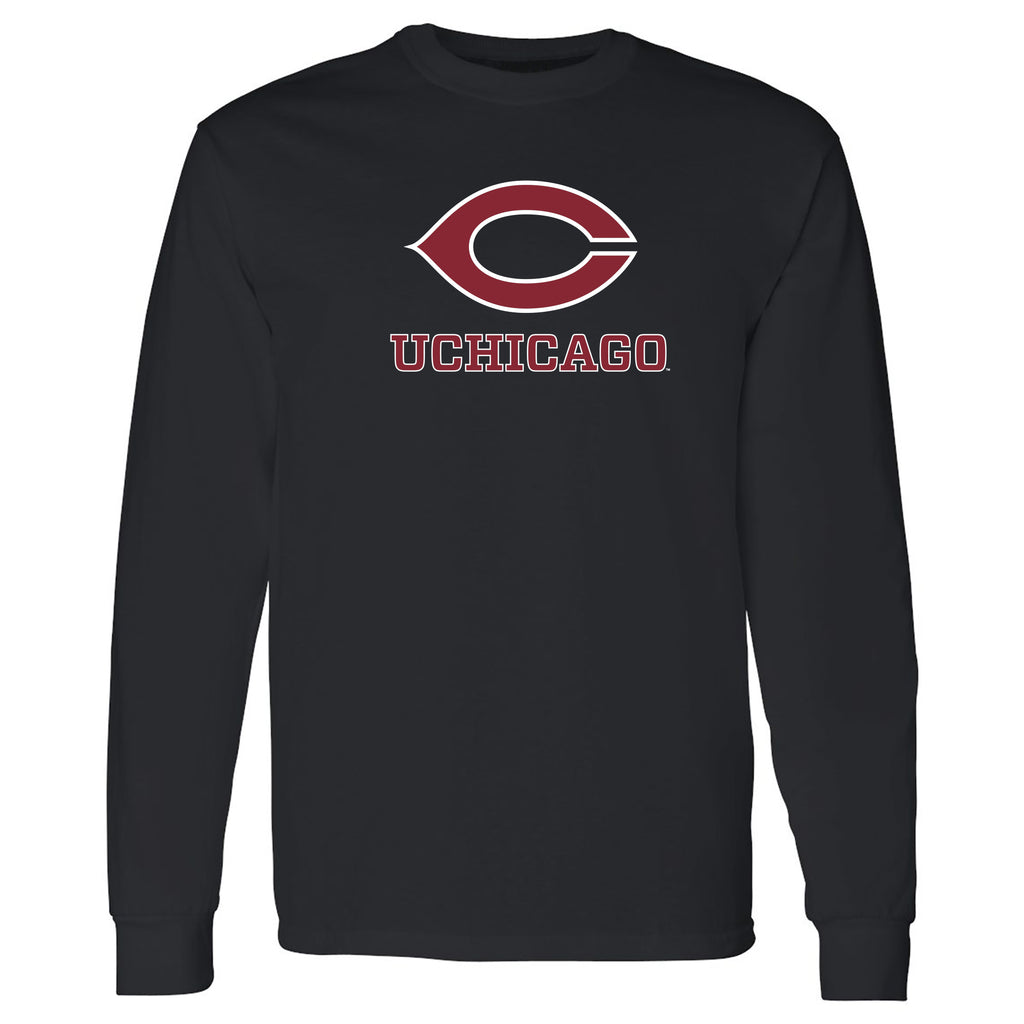 UChicago Primary Logo 2-Color Long Sleeve - Black – Underground Printing