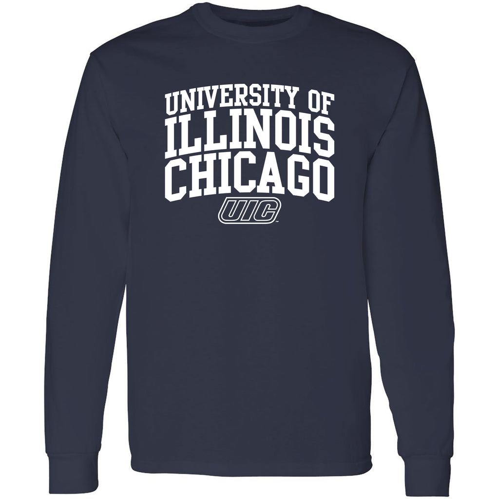 University of Illinois at Chicago Flames Arch Logo Long Sleeve - Navy ...