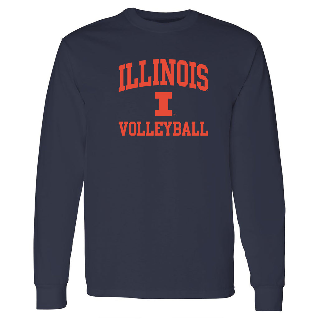 Illinois Arch Logo Volleyball Long Sleeve - Navy – Underground Printing