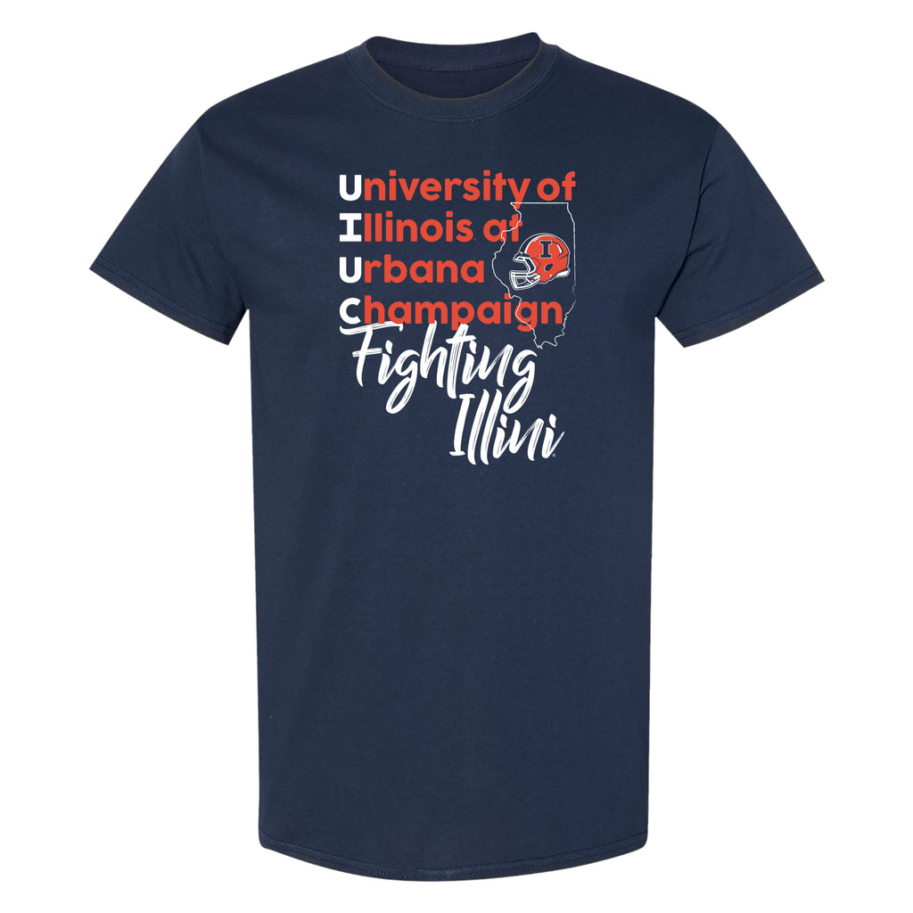 Illinois UIUC School Stack T-Shirt - Navy – Underground Printing
