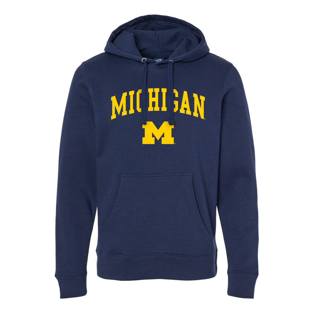 Michigan Arch Logo JA BTB Fleece Hoodie - True Navy – Underground Printing