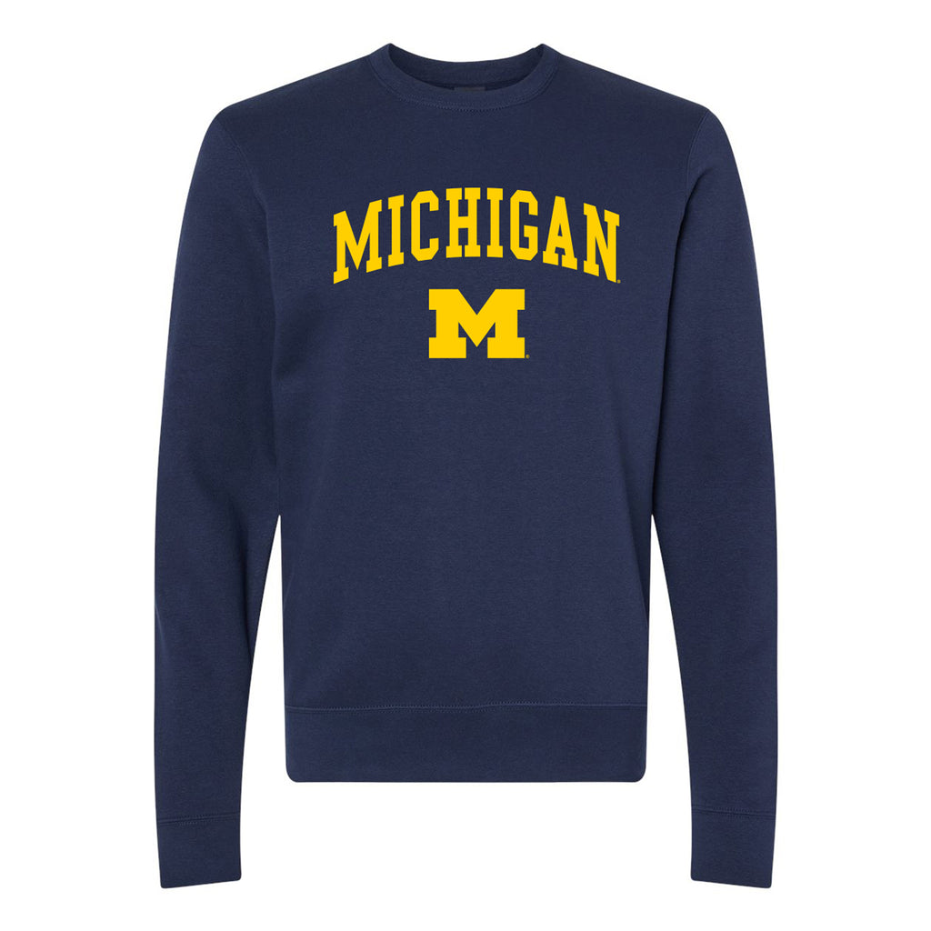 Michigan Arch Logo JA BTB Fleece Crewneck Sweatshirt - True Navy ...