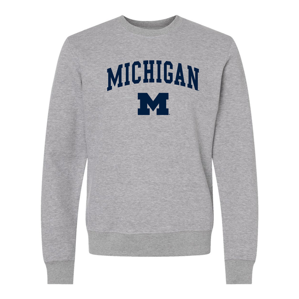 Michigan Arch Logo JA BTB Fleece Crewneck Sweatshirt - Oxford ...