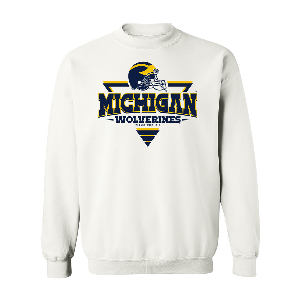 Michigan Wolverines Football Triangle Crewneck Sweatshirt - White ...