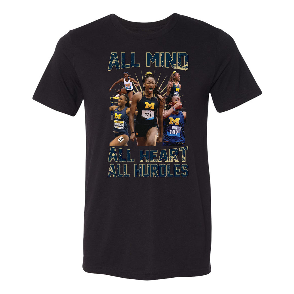 Michigan NIL Aasia Laurencin All Hurdles Canvas Triblend T-Shirt - Bla ...