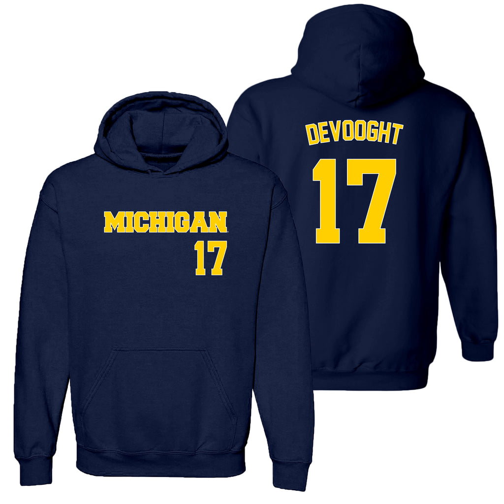 Michigan NIL Baseball DeVooght 17 Hoodie - Navy – Underground Printing
