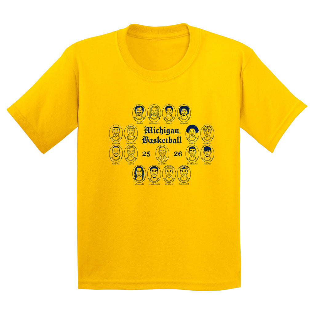Michigan NIL Basketball Team Composite 25-26 Youth T-Shirt - Daisy ...