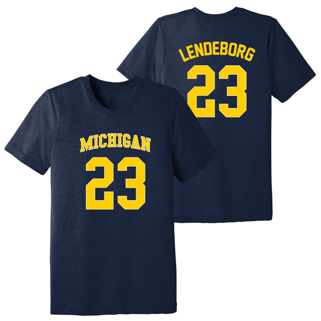 Michigan NIL Basketball Lendeborg 23 Triblend T-Shirt - Solid Navy ...