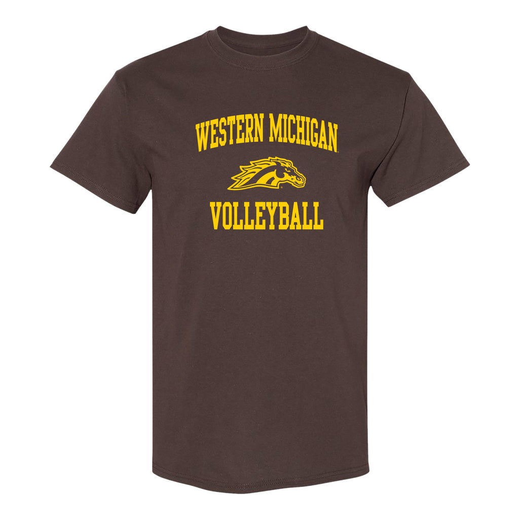 Western Michigan Arch Logo Volleyball T-Shirt - Dark Chocolate ...