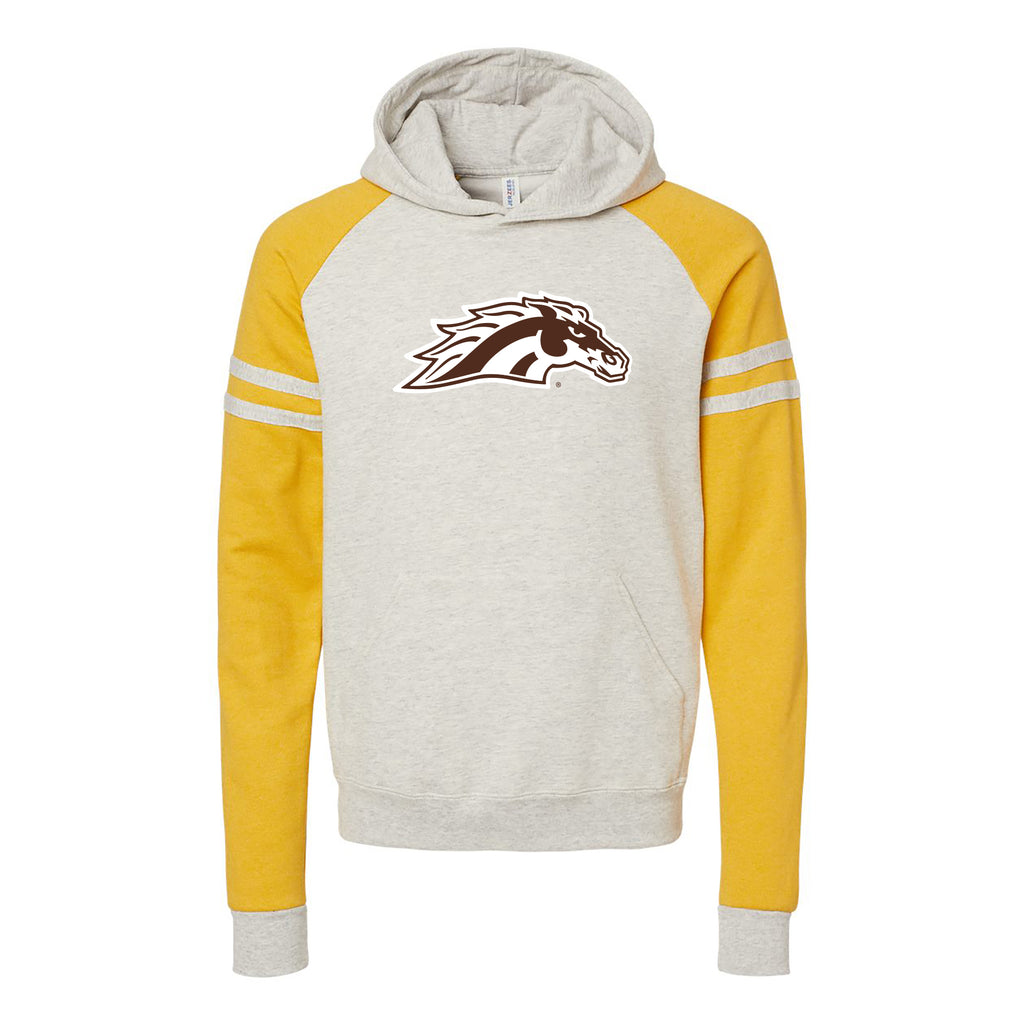 WMU Spirit Mark Varsity Colorblock Hoodie - Oatmeal/Mustard ...