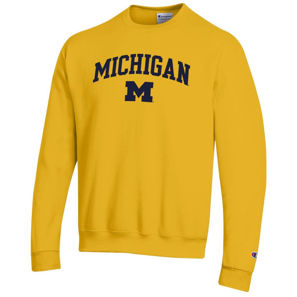 Michigan Arch Logo Champion PB Crewneck - Yellow – Underground Printing