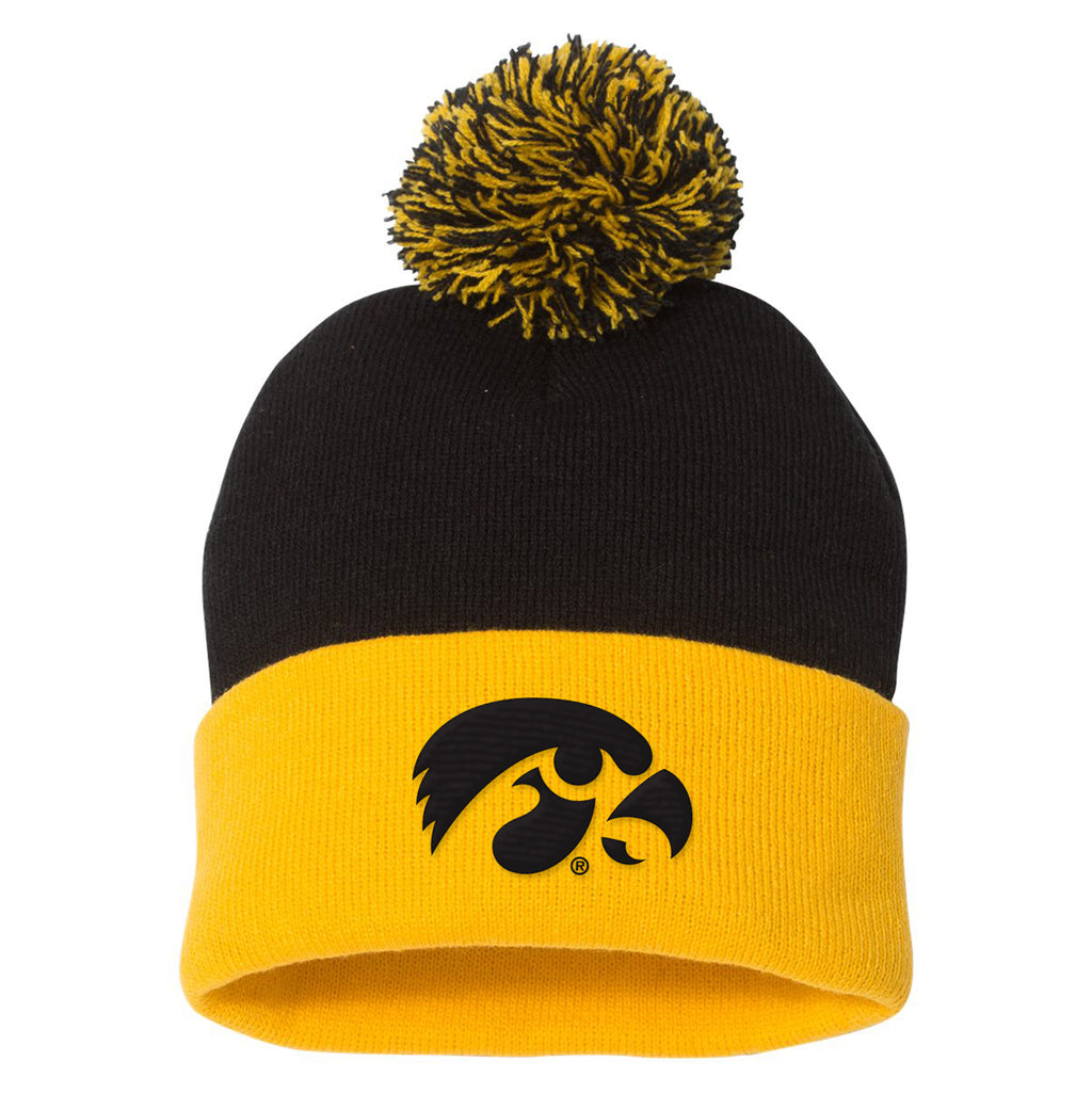 Iowa Primary Logo Pom Pom Cuffed Beanie – Underground Printing