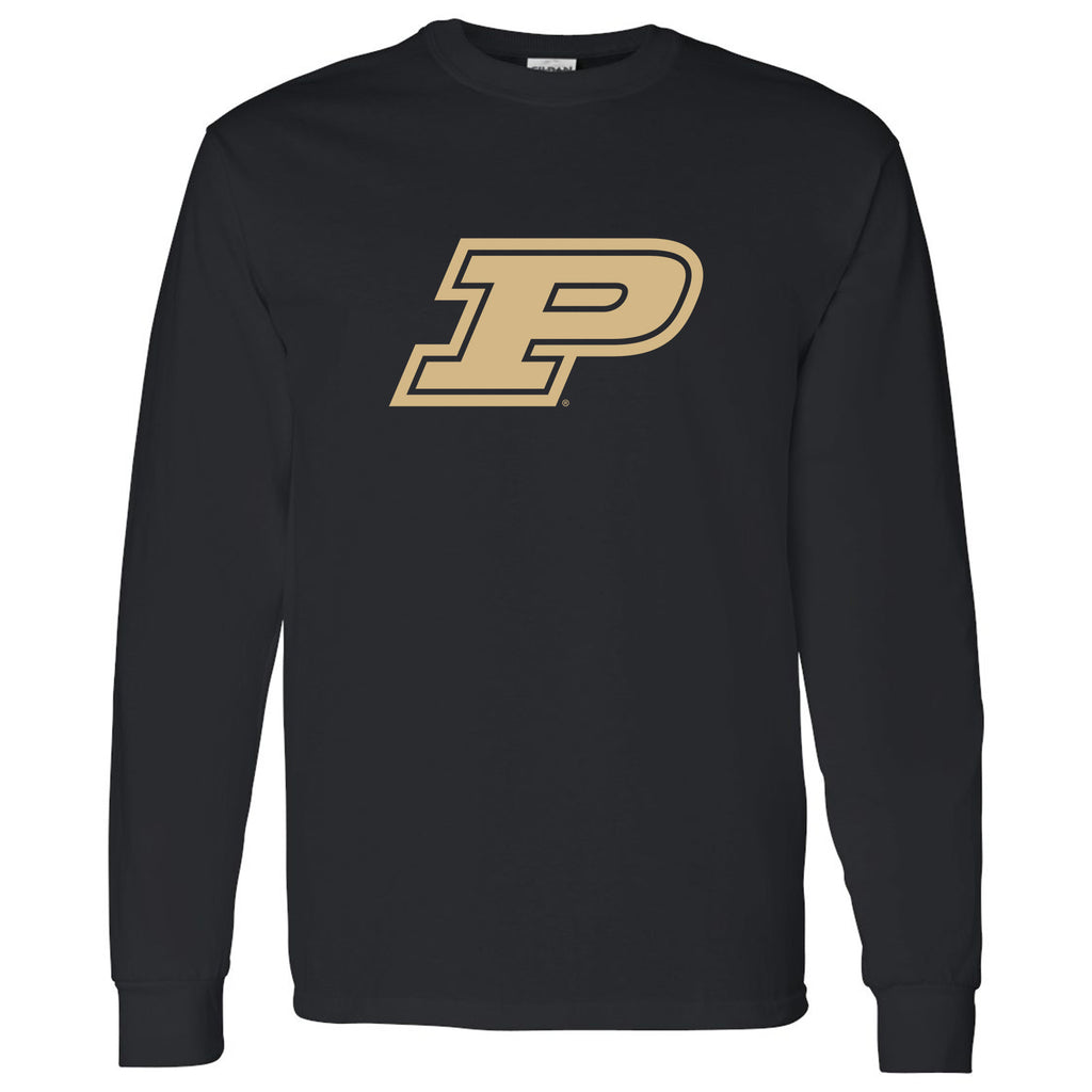 Purdue University Boilermakers Primary Logo Long Sleeve T Shirt - Blac ...