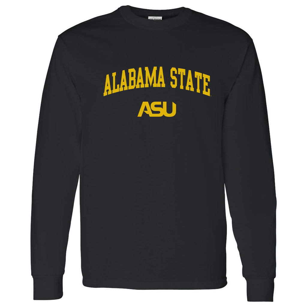 Alabama State University Hornets Arch Logo Long Sleeve T Shirt - Black ...