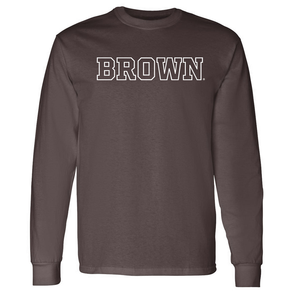 Brown University Bears Basic Block Long Sleeve T Shirt - Dark Chocolat ...