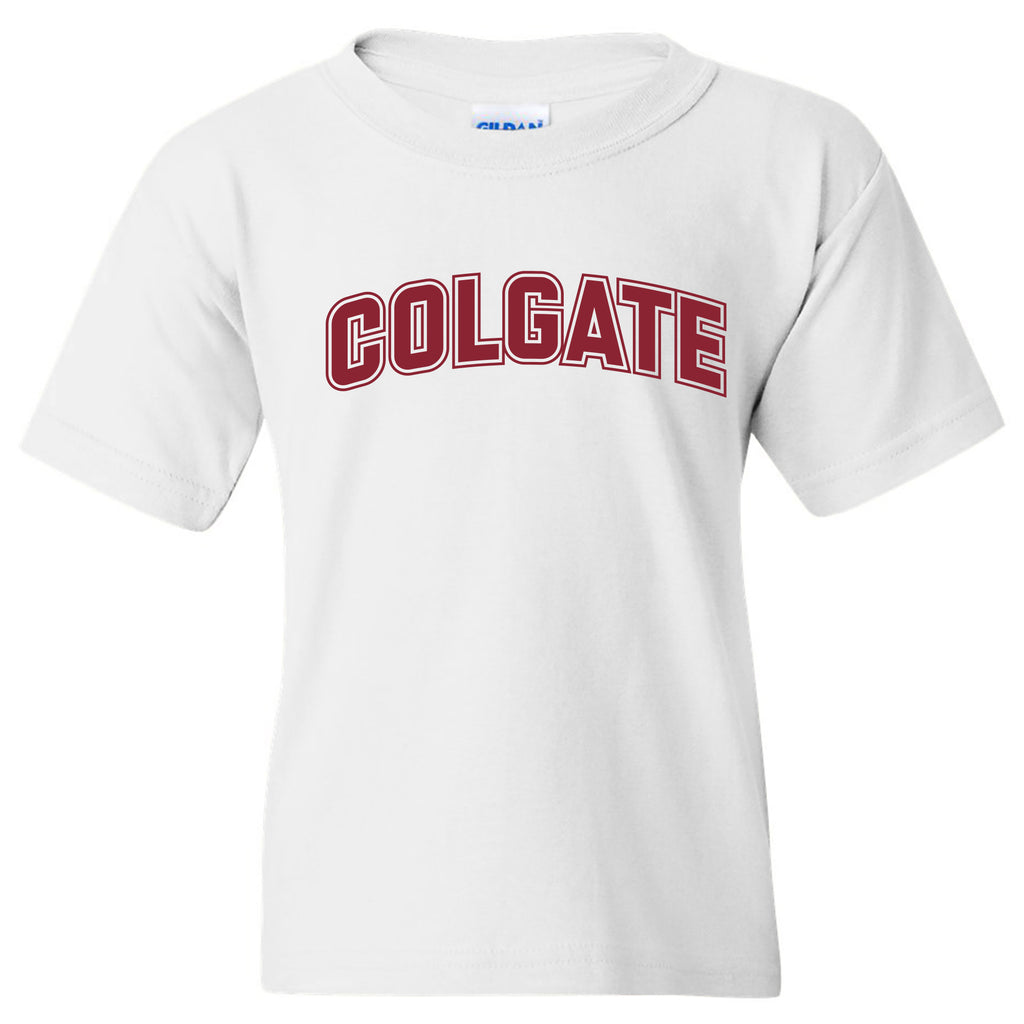 Colgate University Raiders Arch Logo Youth Short Sleeve T Shirt - Whit ...