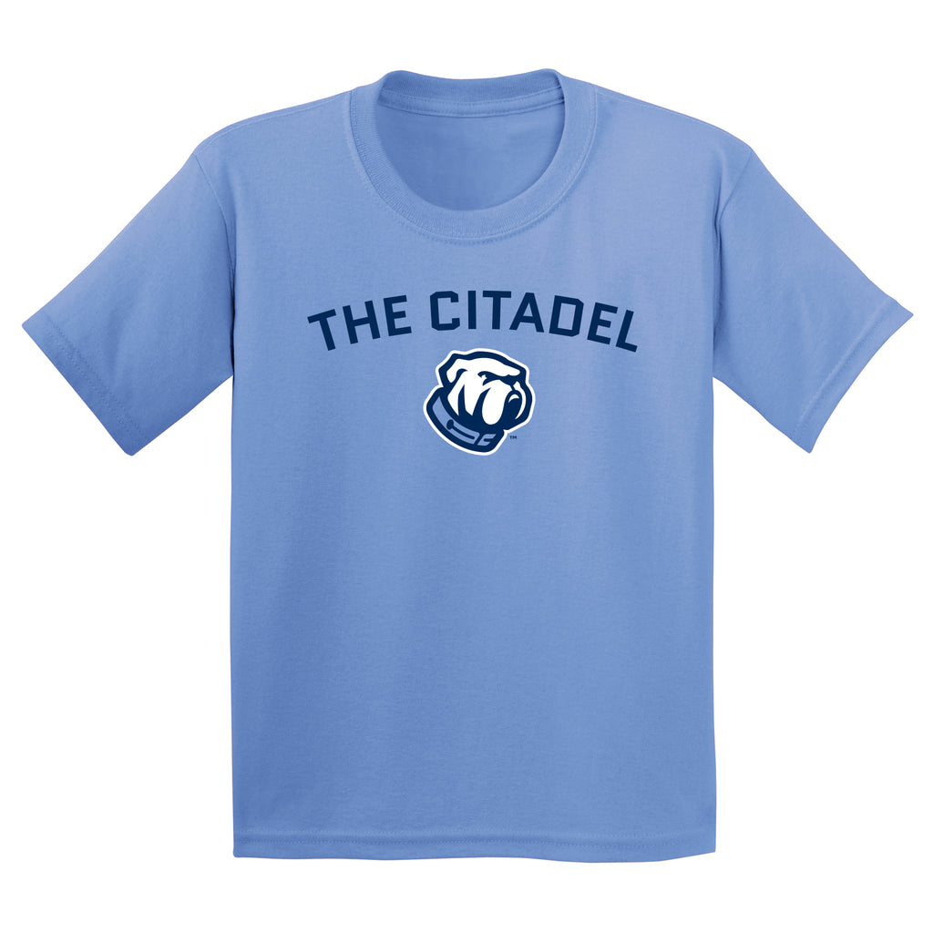 The Citadel Bulldogs Arch Logo Youth Short Sleeve T-Shirt - Carolina B ...