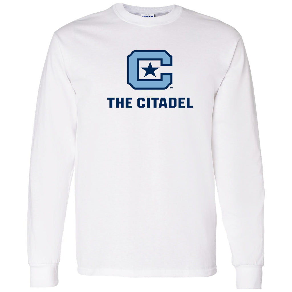 The Citadel Bulldogs Primary Logo Long Sleeve T-Shirt - White ...