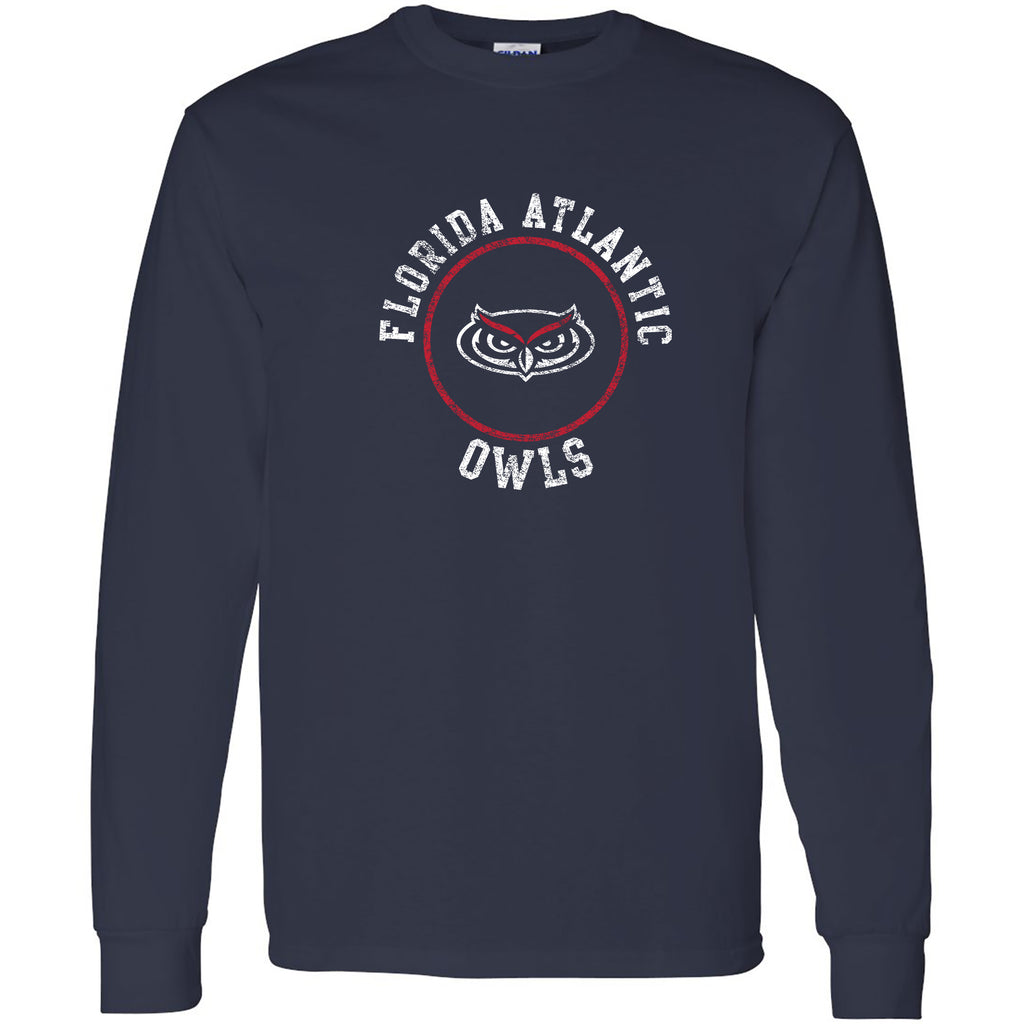 Florida Atlantic University Owls Distressed Circle Logo Long Sleeve T ...