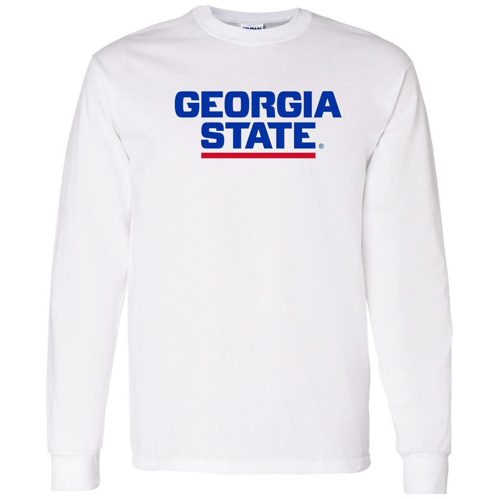 Georgia State Basic Block Long Sleeve - White – Underground Printing