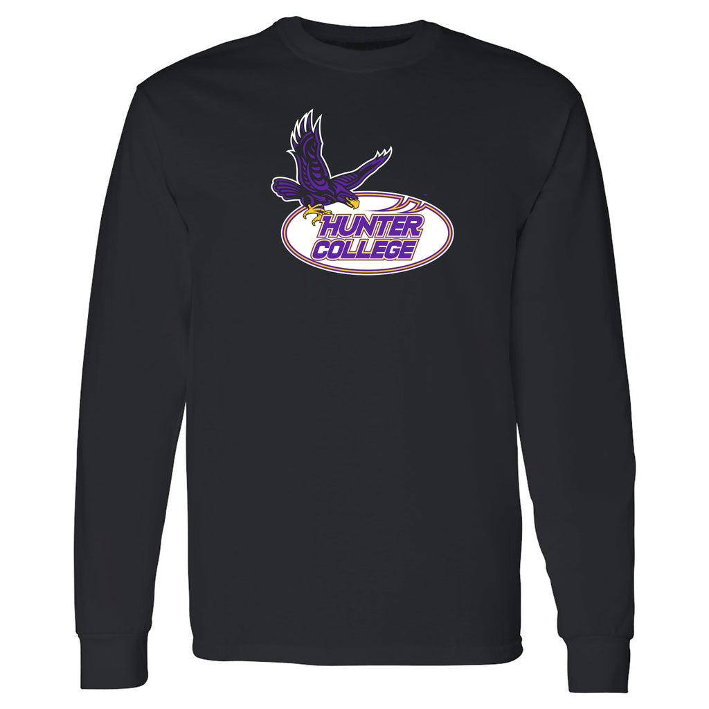 Hunter College Hawks Primary Logo Long Sleeve T Shirt - Black ...