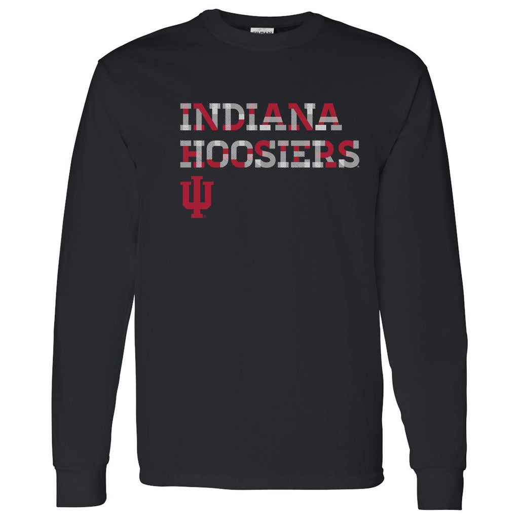 Indiana University Hoosiers Patchwork Cotton Long Sleeve T Shirt - Bla ...