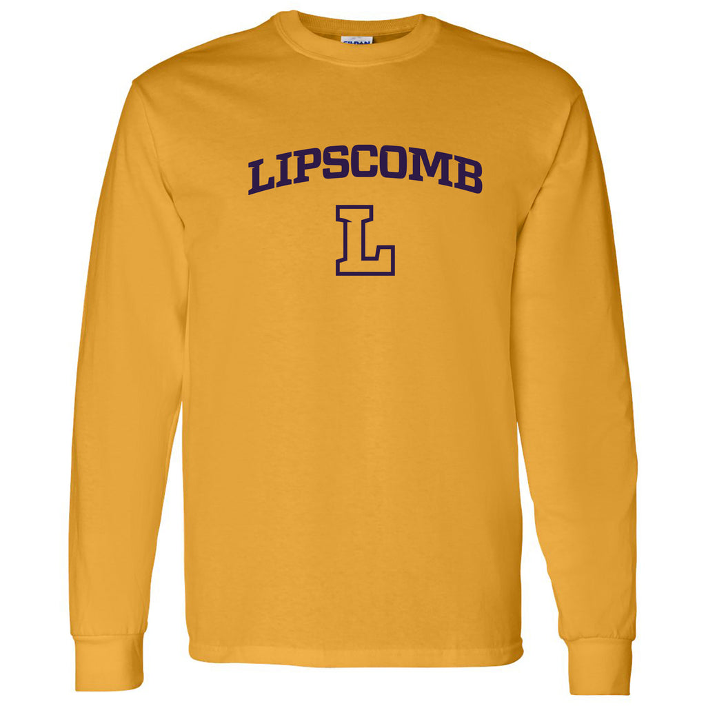 Lipscomb University Bisons Arch Logo Long Sleeve T Shirt - Gold ...