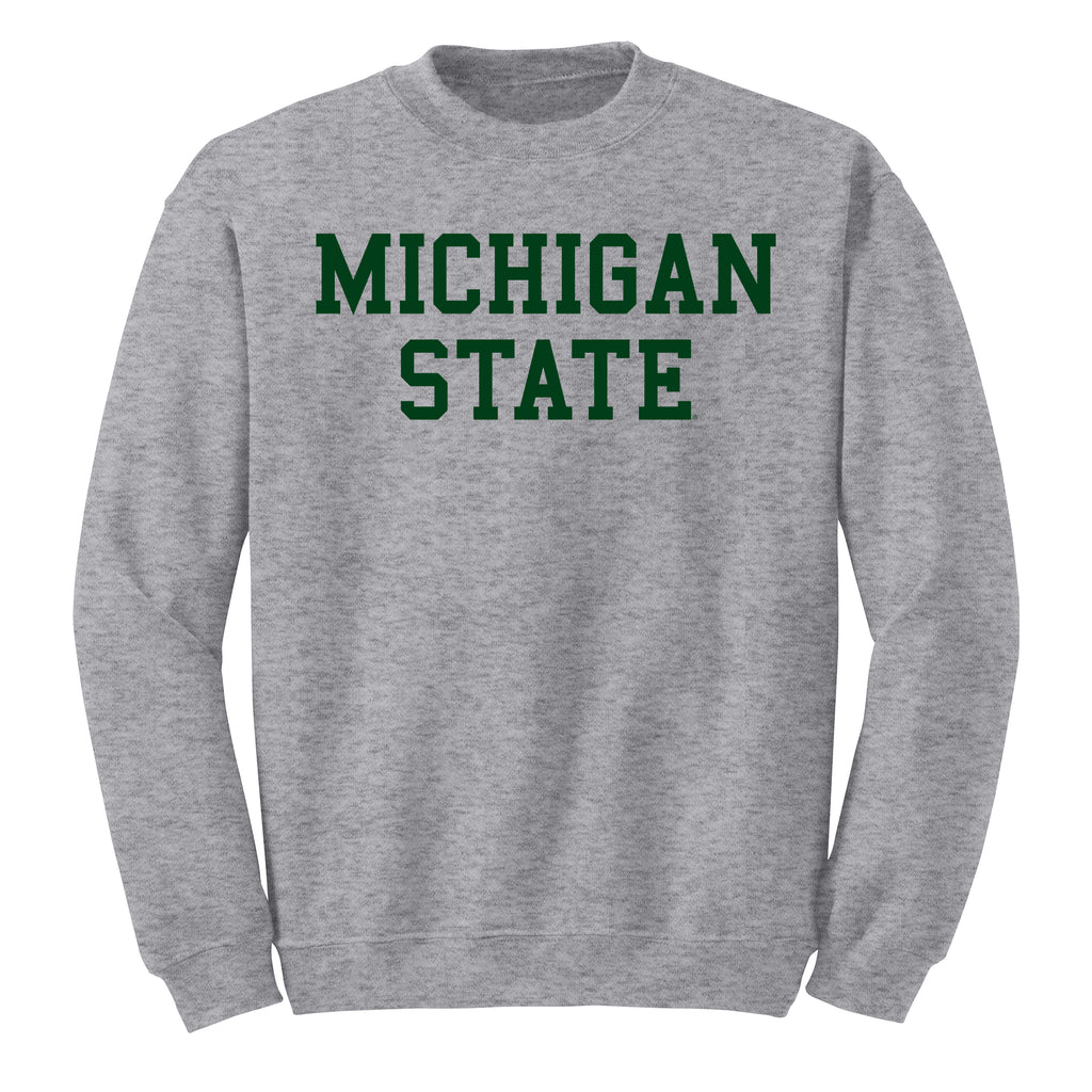 Michigan State Spartans Basic Block Crewneck Sweatshirt - Sport Grey ...
